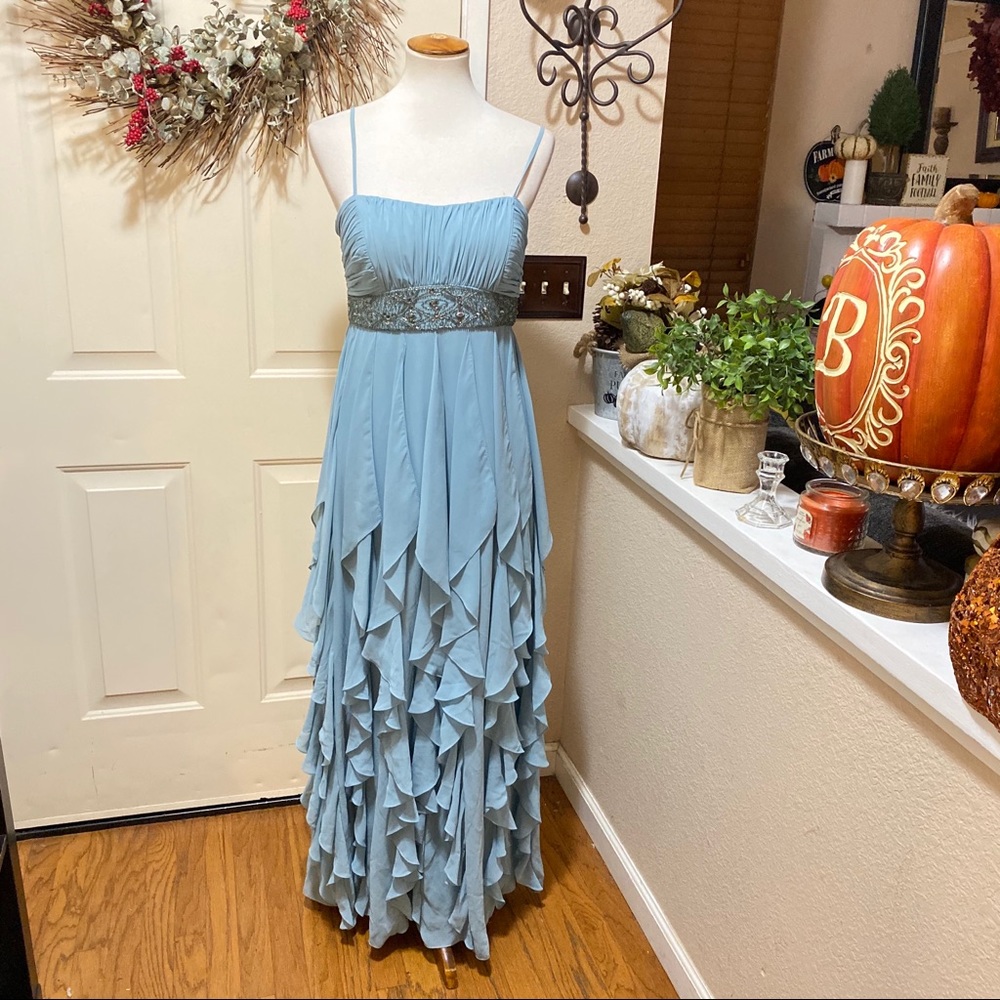 Periwinkle Blue Decode 1.8 Frill Design Gown - Gem